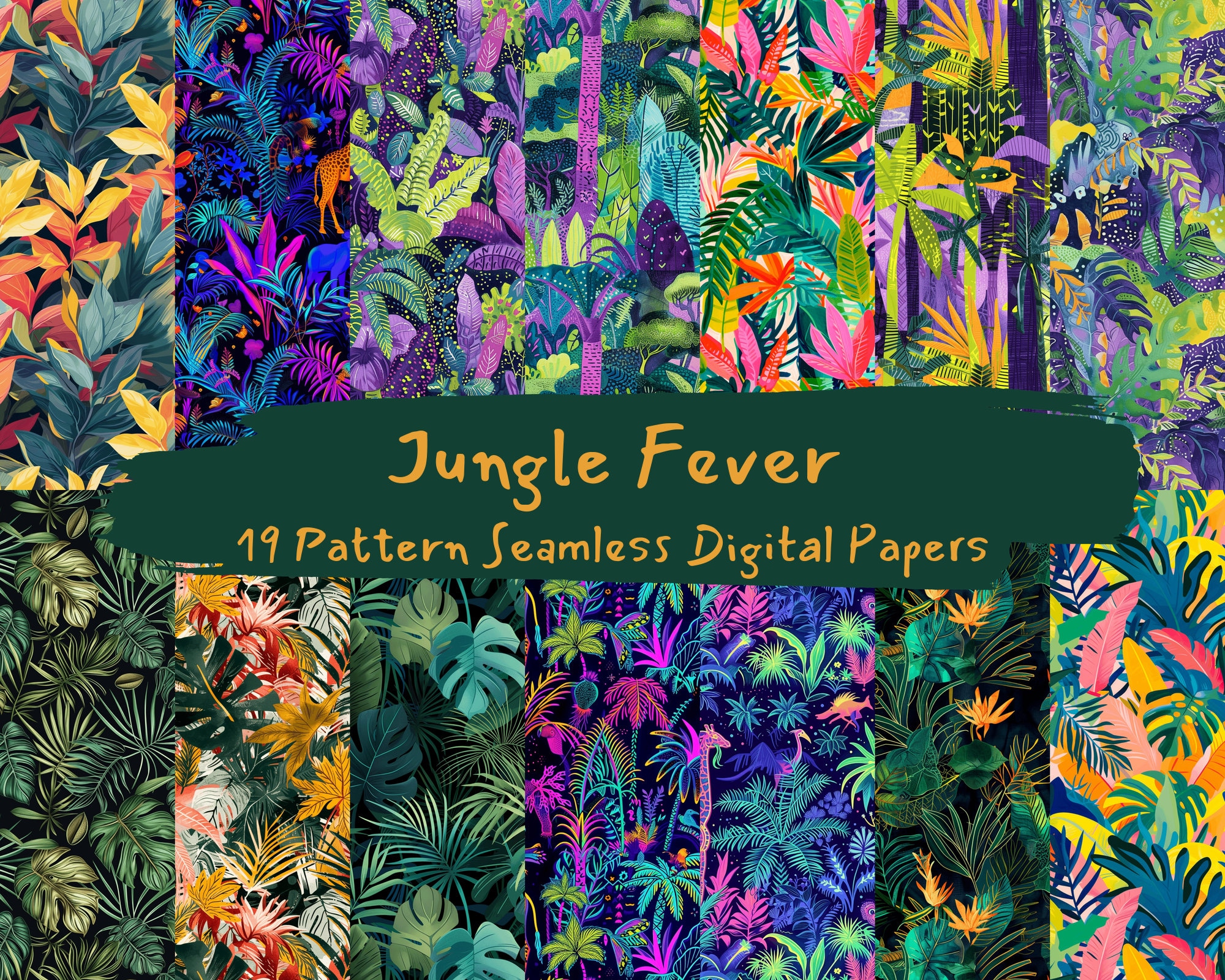 Jungle Fever Pattern Seamless Digital Papers Printable Scrapbook Paper ...