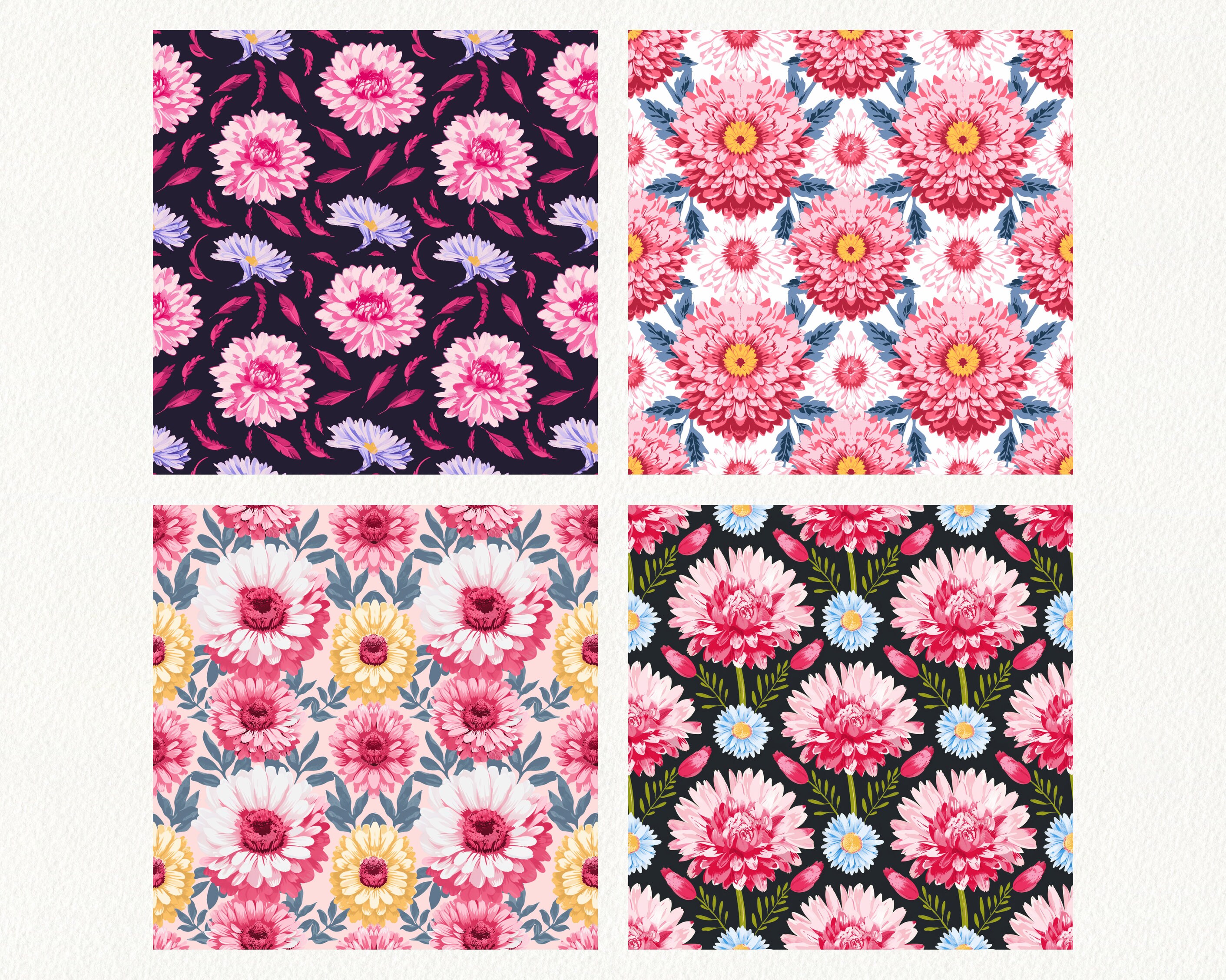 Floral Greeting Pattern Seamless Digital Papers - Printable Scrapbook ...