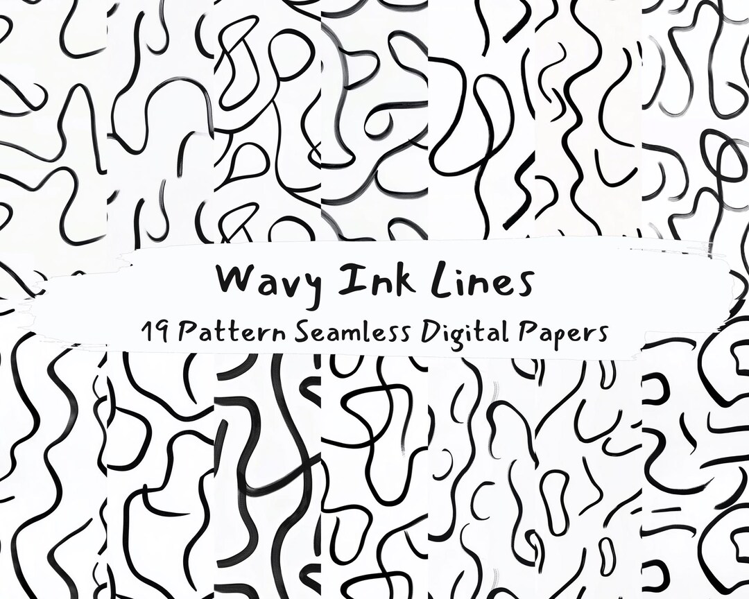 Wavy Ink Lines Pattern Seamless Digital Papers - Printable Scrapbook ...