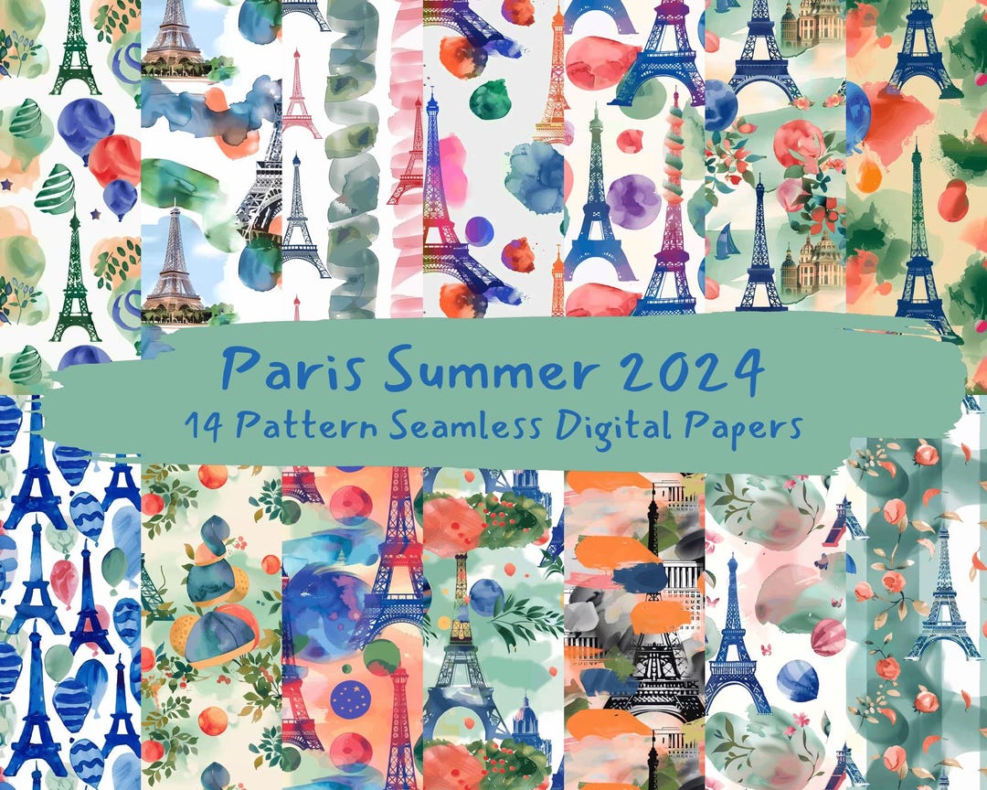 Paris Summer 2024 Pattern Seamless Digital Papers - Printable Scrapbook ...