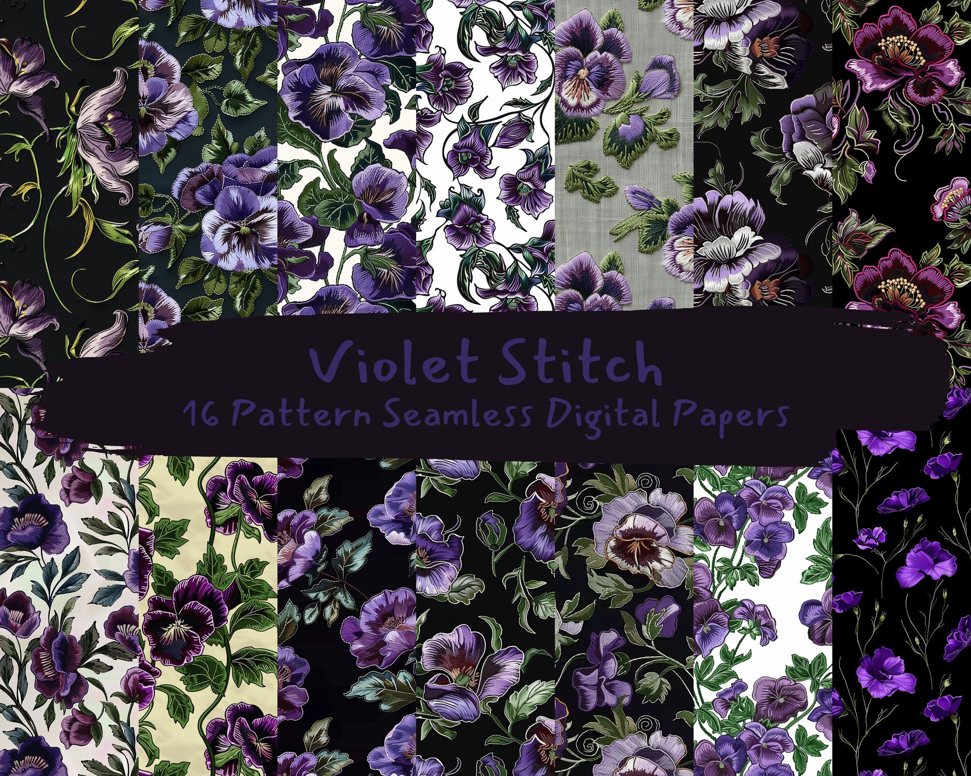 Violet Stitch Pattern Seamless Digital Papers Printable Scrapbook Paper ...