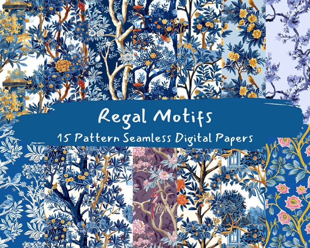 Regal Motifs Pattern Seamless Digital Papers - Printable Scrapbook ...
