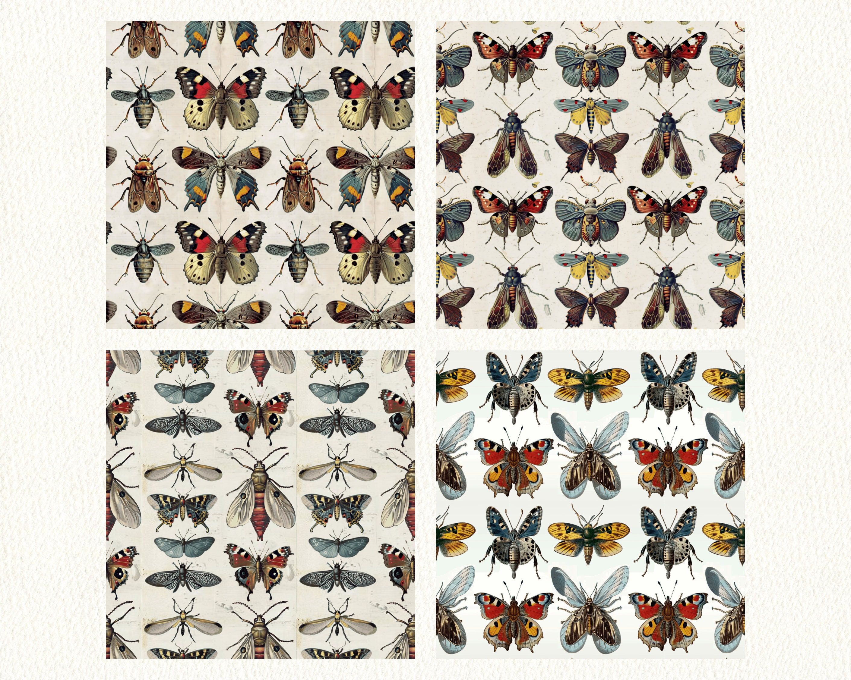 Antique Insect Pattern Seamless Digital Papers Printable Scrapbook ...