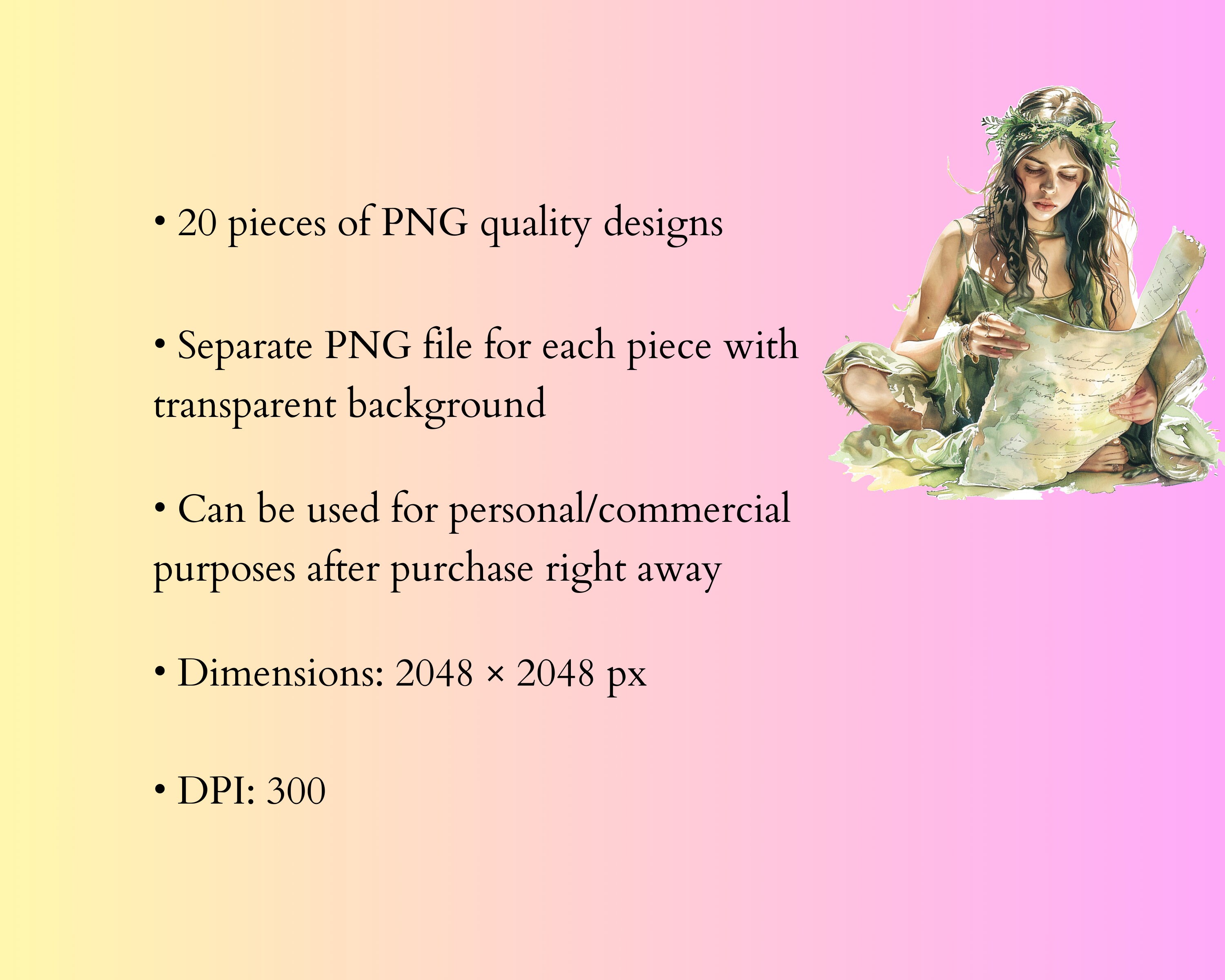 Green Greek Goddess Digital Printable Clipart Bundle in PNG Format ...