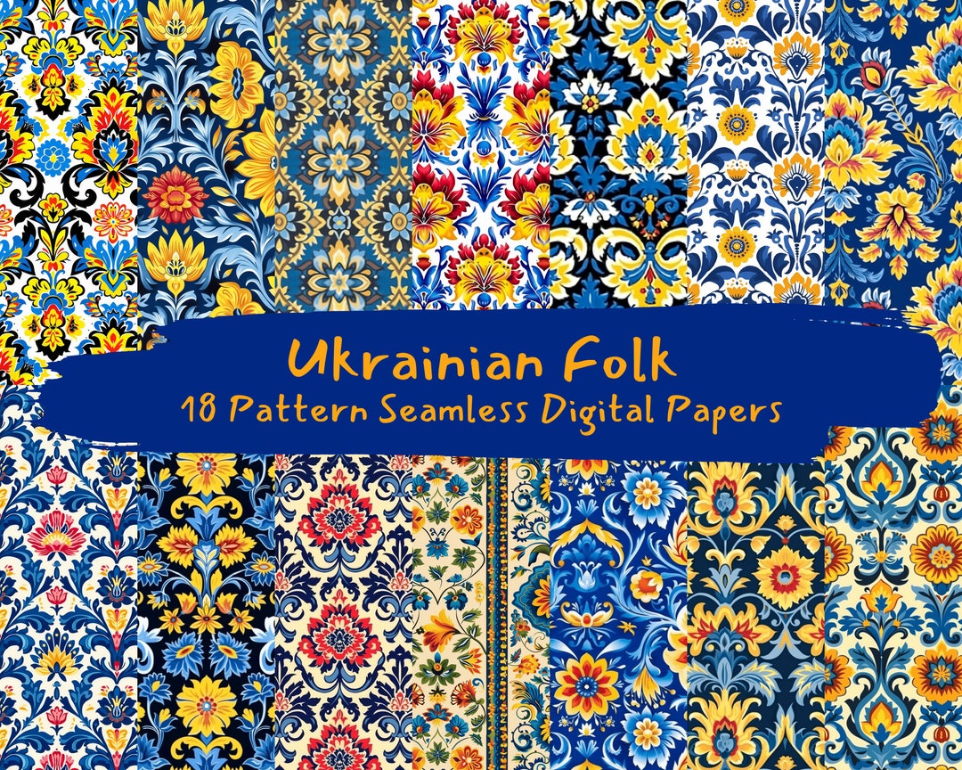 Ukrainian Folk Pattern Seamless Digital Papers - Printable Scrapbook ...