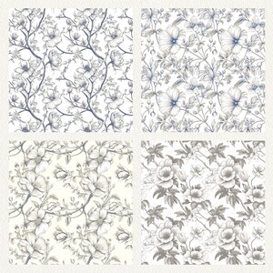 Elegant Floral 2 Pattern Seamless Digital Papers - Printable Scrapbook ...