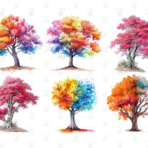 Watercolor Trees Printable Clipart, Png Format, Transparent Background ...