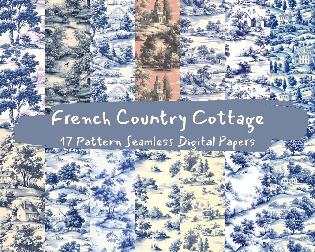 French Country Cottage Pattern Seamless Digital Papers - Printable ...