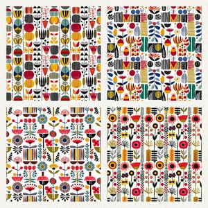 Scandinavian Folk Art Pattern Seamless Digital Papers - Printable ...