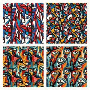 Picasso Art Pattern Seamless Digital Papers - Printable Scrapbook Paper ...