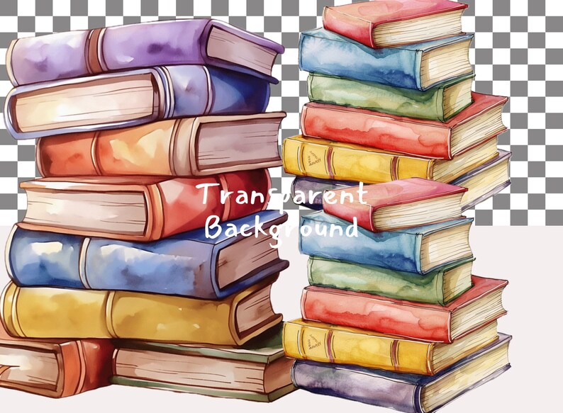 Watercolor Books Printable Clipart, Png Format, Transparent Background ...