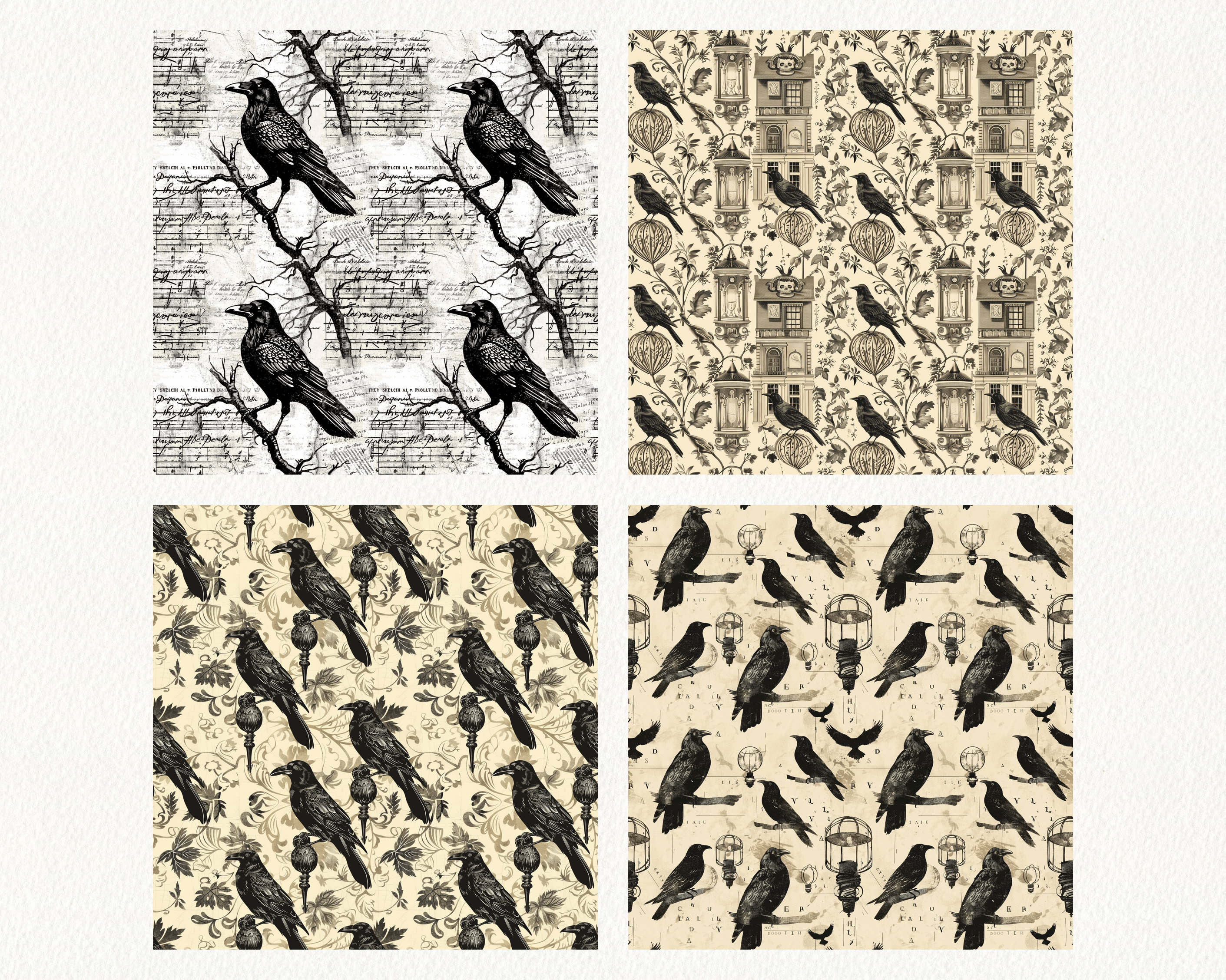 EAP Raven Pattern Seamless Digital Papers Printable Scrapbook Paper ...