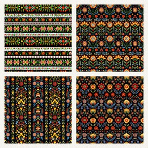 Hungarian Folk Embroidery Pattern Seamless Digital Papers - Printable ...