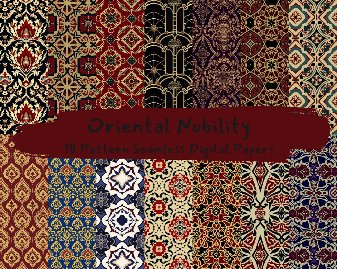 Oriental Nobility Pattern Seamless Digital Papers - Printable Scrapbook ...