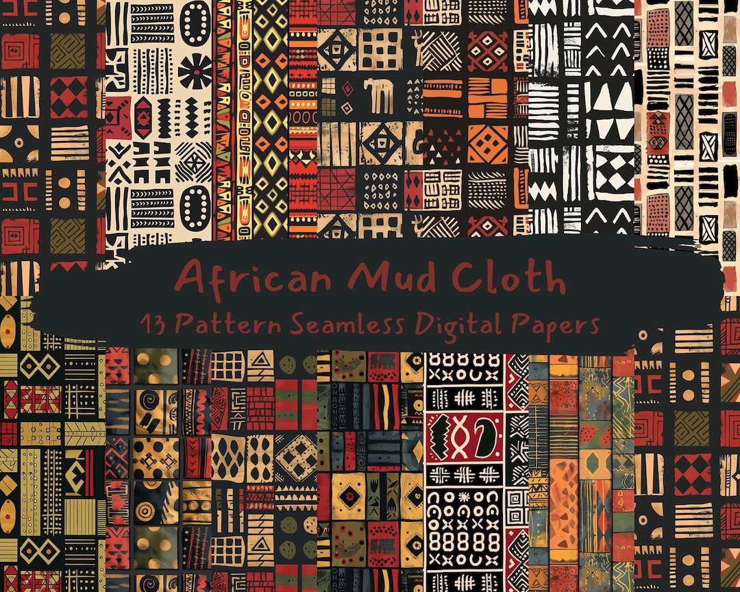 African Mud Cloth Pattern Seamless Digital Papers - Printable Scrapbook ...