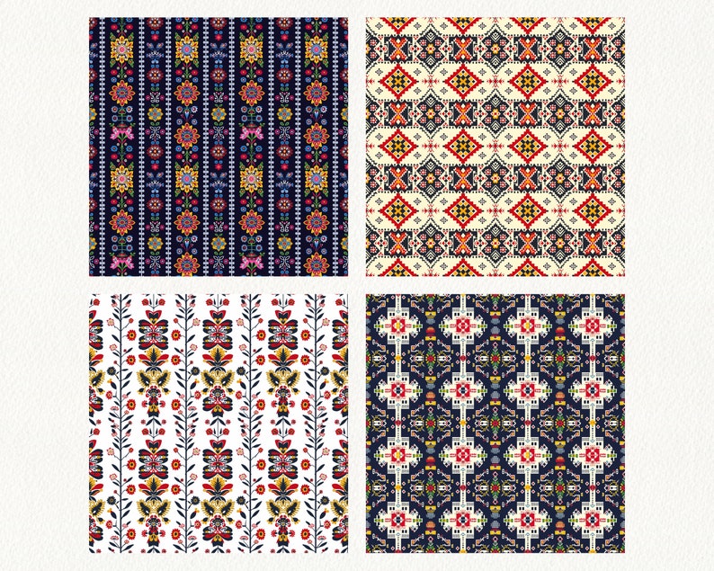 Traditional Bulgarian Embroidery Pattern Seamless Digital Papers ...