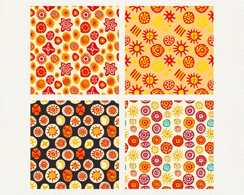 Ethnic Sun Symbols Pattern Seamless Digital Papers - Printable ...