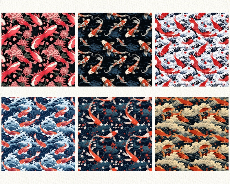 Koi Fish Pattern Seamless Digital Papers Tile Patterns Printable ...
