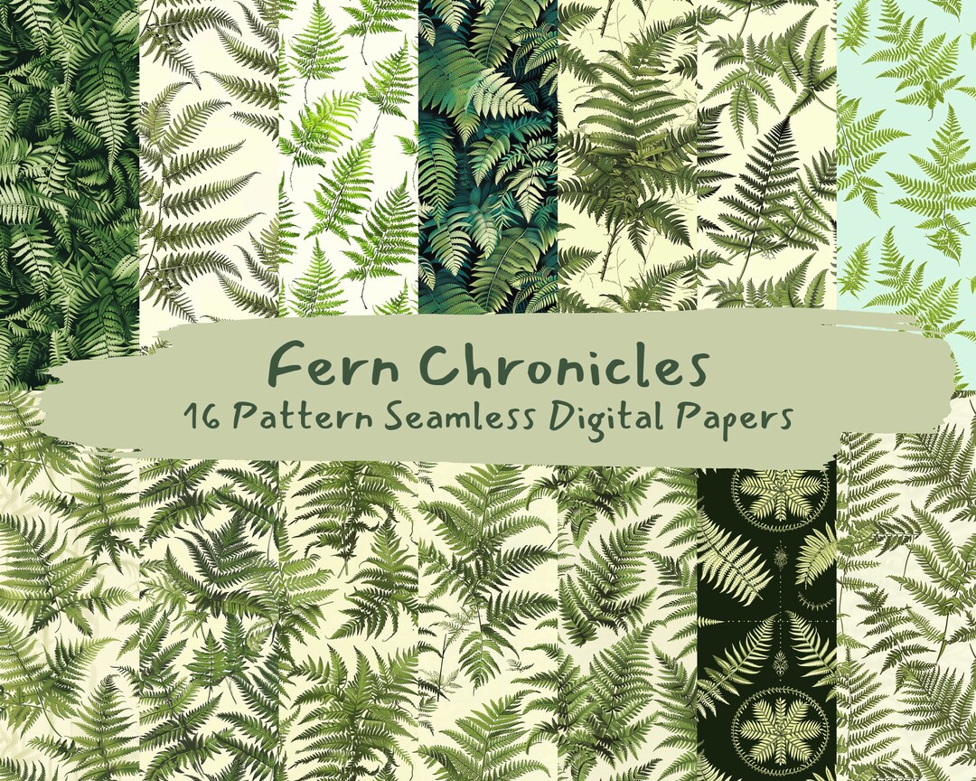 Fern Chronicles Pattern Seamless Digital Papers - Printable Scrapbook ...