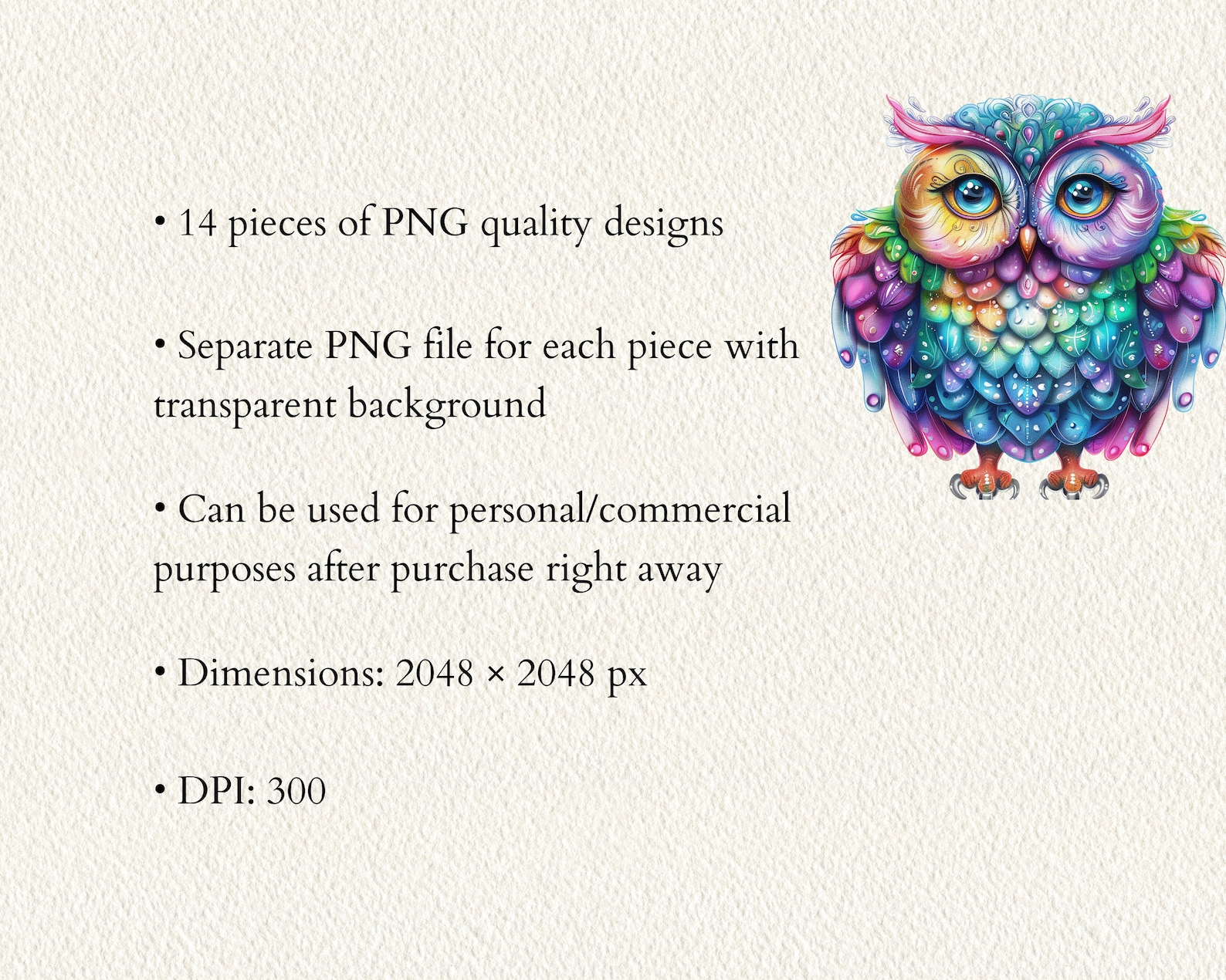 Colorful Owl Printable Clipart, Png Format, Transparent Background ...
