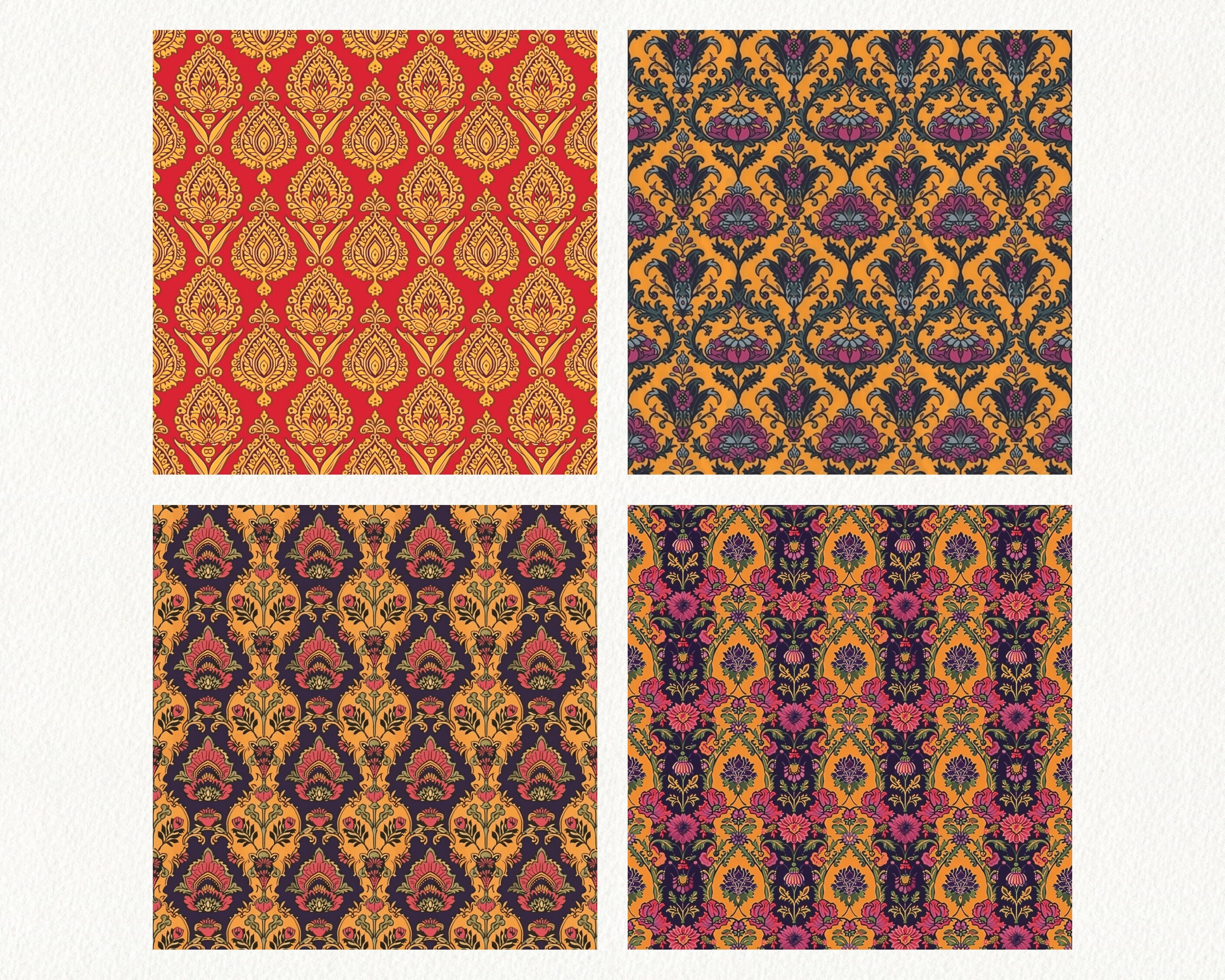 Indian Sari Pattern Seamless Digital Papers - Printable Scrapbook Paper ...