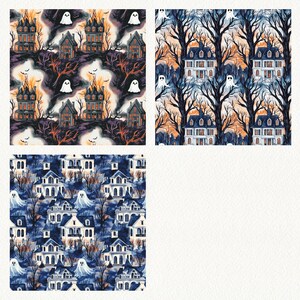 Haunted House Pattern Seamless Digital Papers - Printable Scrapbook ...