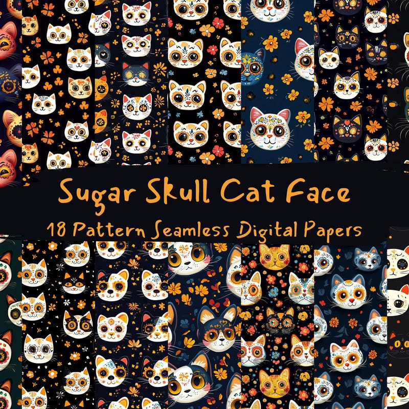 Sugar Skull Cat - Etsy