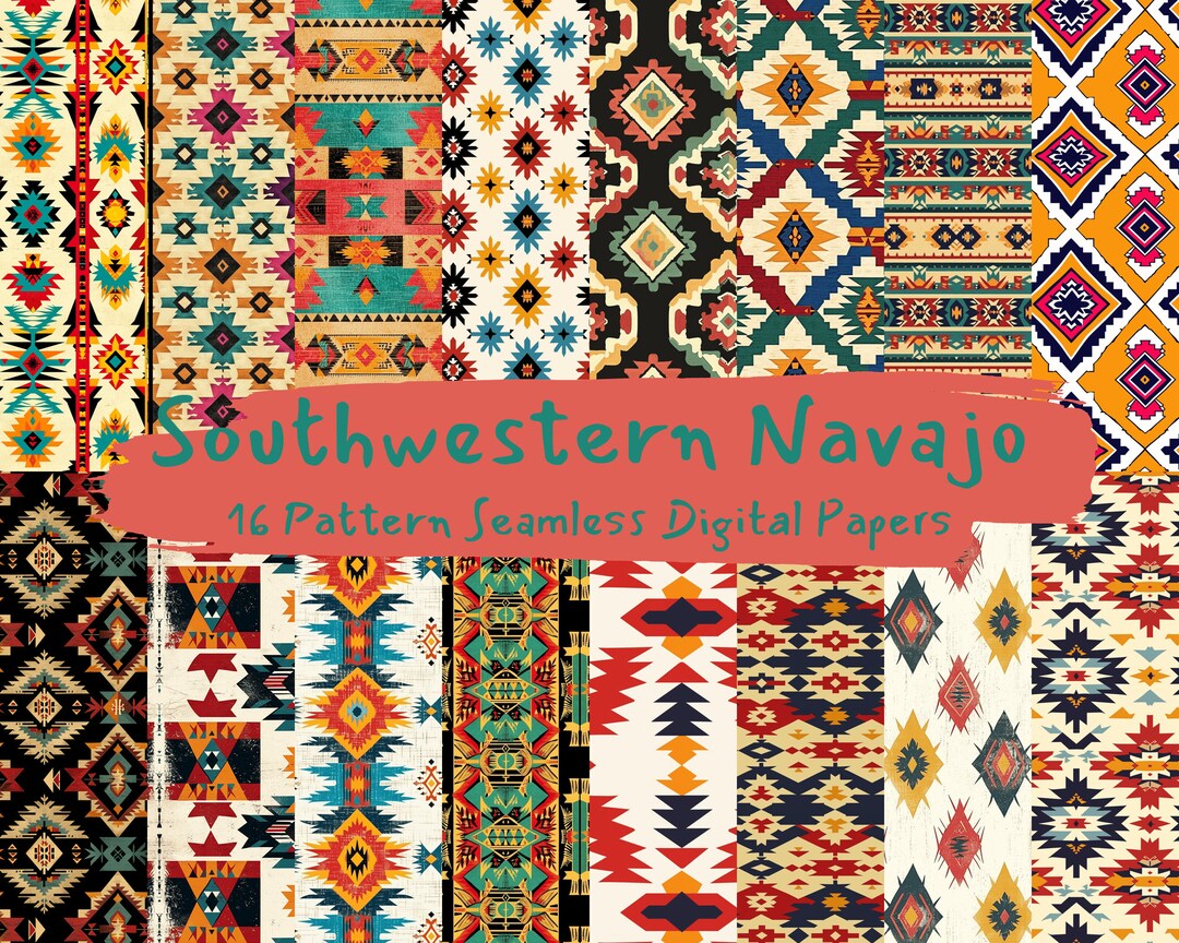 Southwestern Navajo Pattern Seamless Digital Papers - Tile Patterns ...
