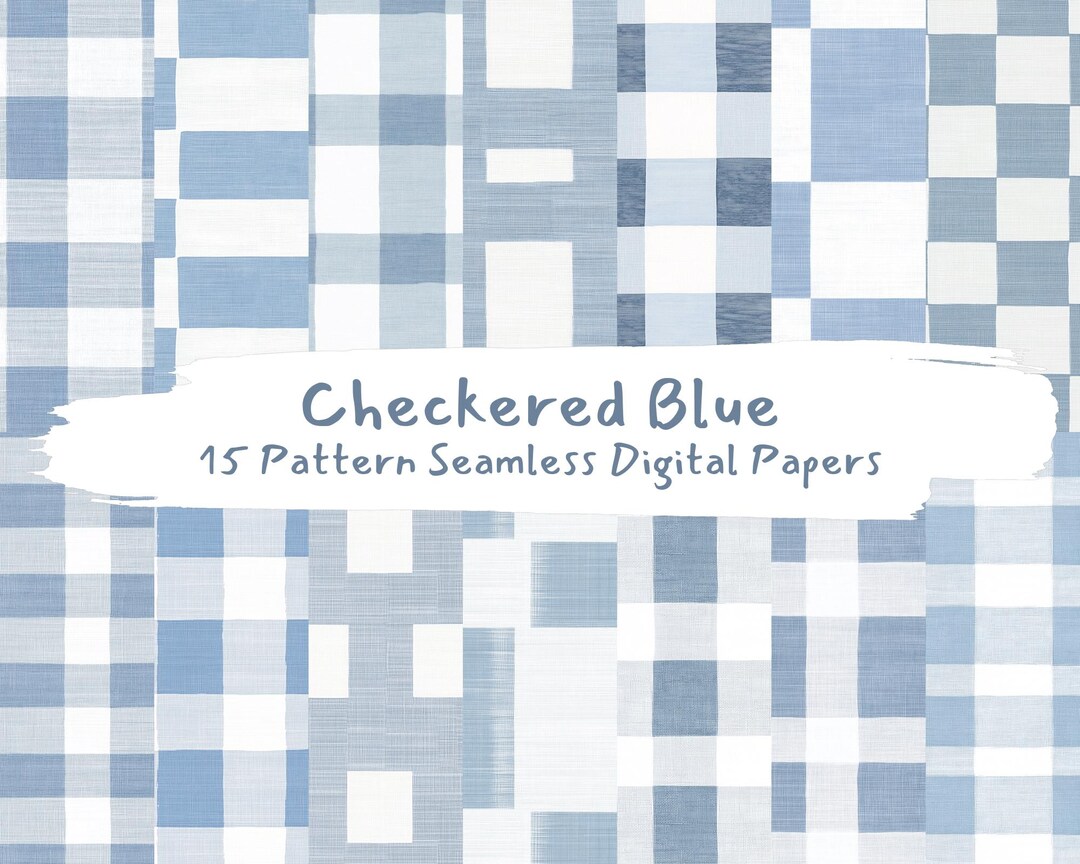 Checkered Blue Pattern Seamless Digital Papers - Printable Scrapbook ...