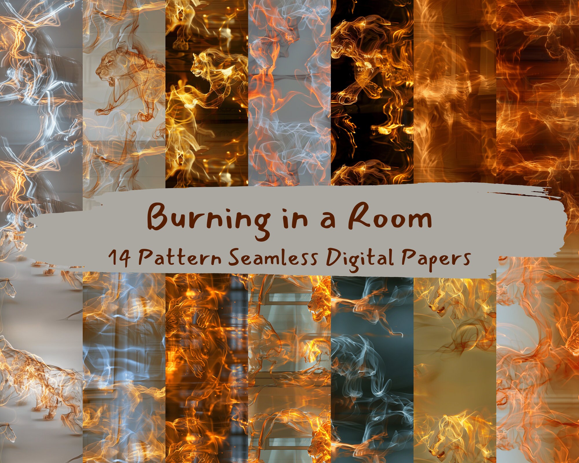Burning in a Room Pattern Seamless Digital Papers Printable Scrapbook ...