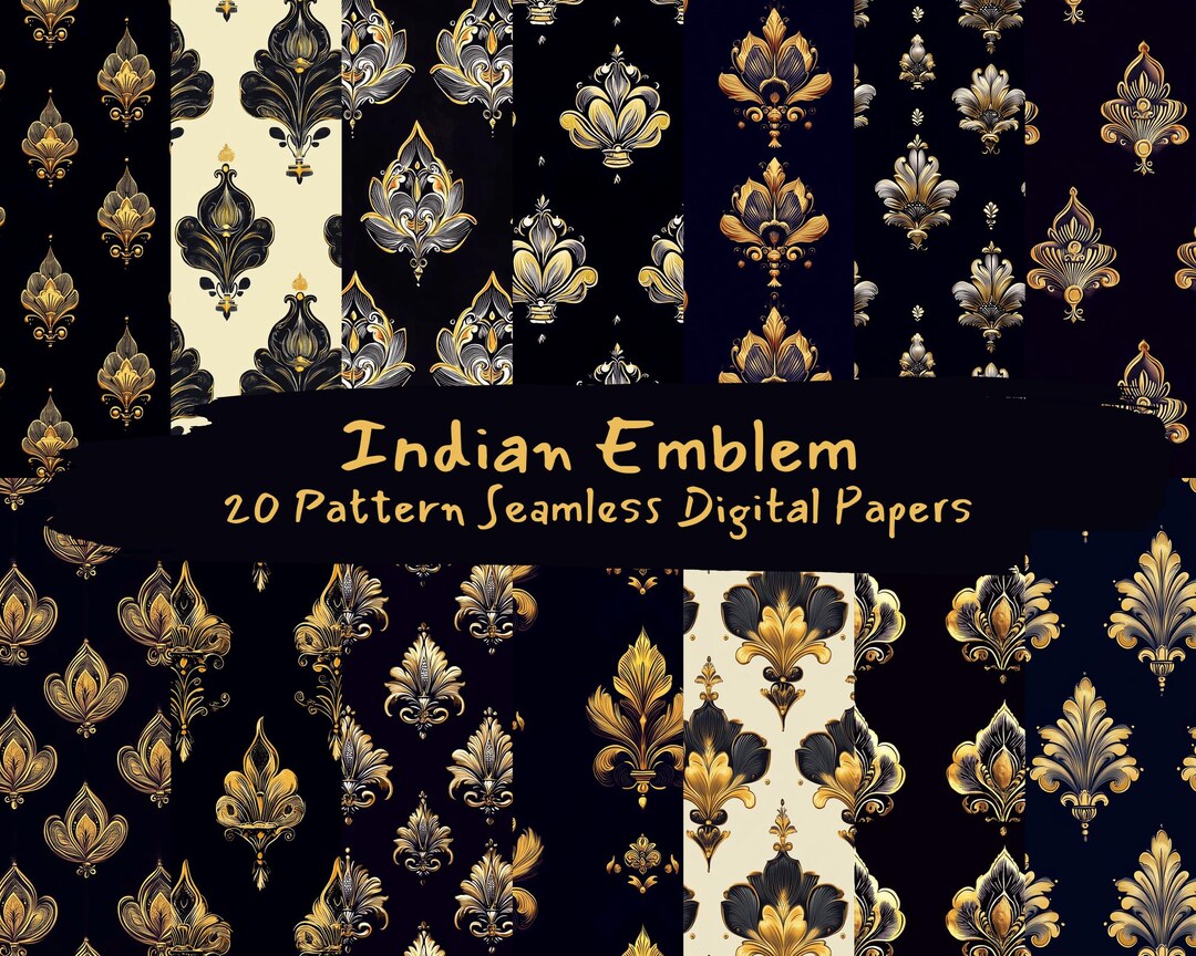Indian Emblem Pattern Seamless Digital Papers - Printable Scrapbook ...