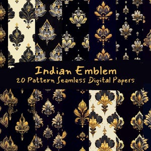 Indian Emblem Pattern Seamless Digital Papers - Printable Scrapbook ...