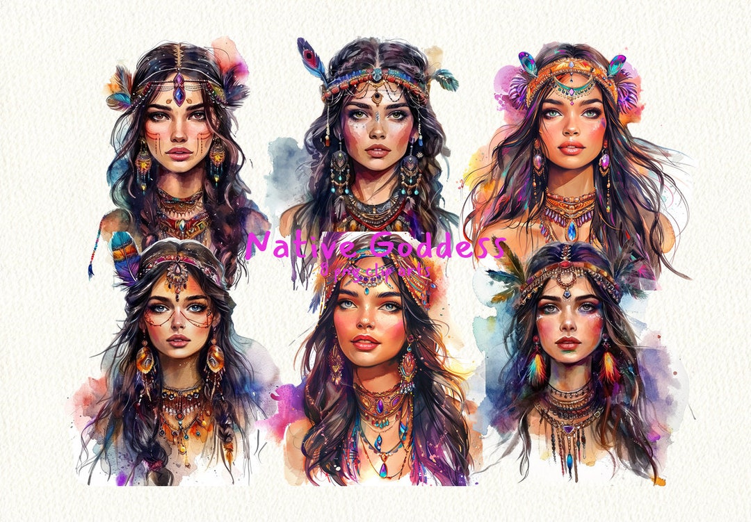 Native Goddess Digital Printable Clipart Bundle in PNG Format ...