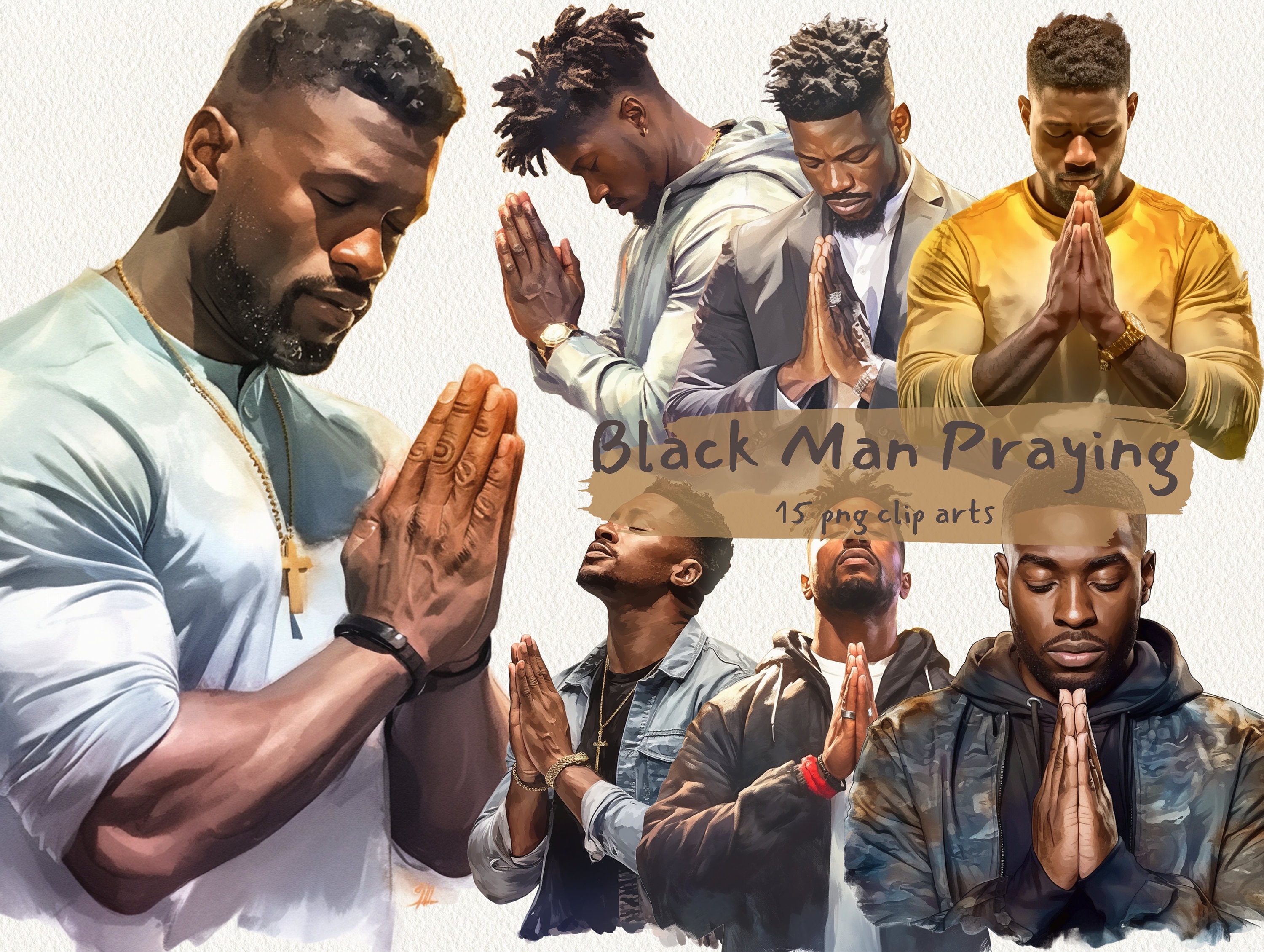 Black Man Praying Printable Clipart, Png Format, Transparent Background ...