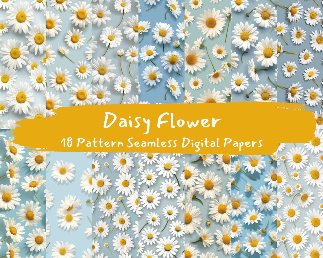 Daisy Flower Pattern Seamless Digital Papers - Printable Scrapbook ...