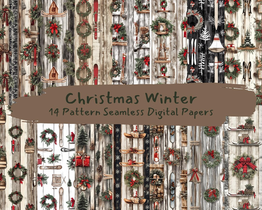 Christmas Winter Pattern Seamless Digital Papers - Printable Scrapbook ...
