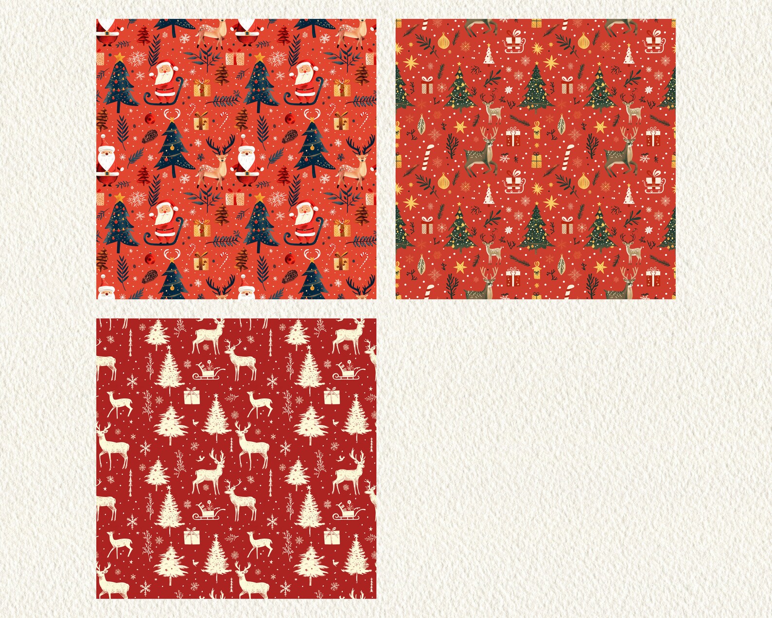 Ho Ho Ho Xmas Pattern Seamless Digital Papers - Printable Scrapbook ...