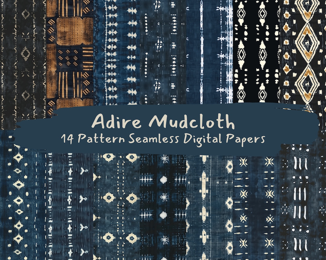Adire Mudcloth Pattern Seamless Digital Papers - Printable Scrapbook ...