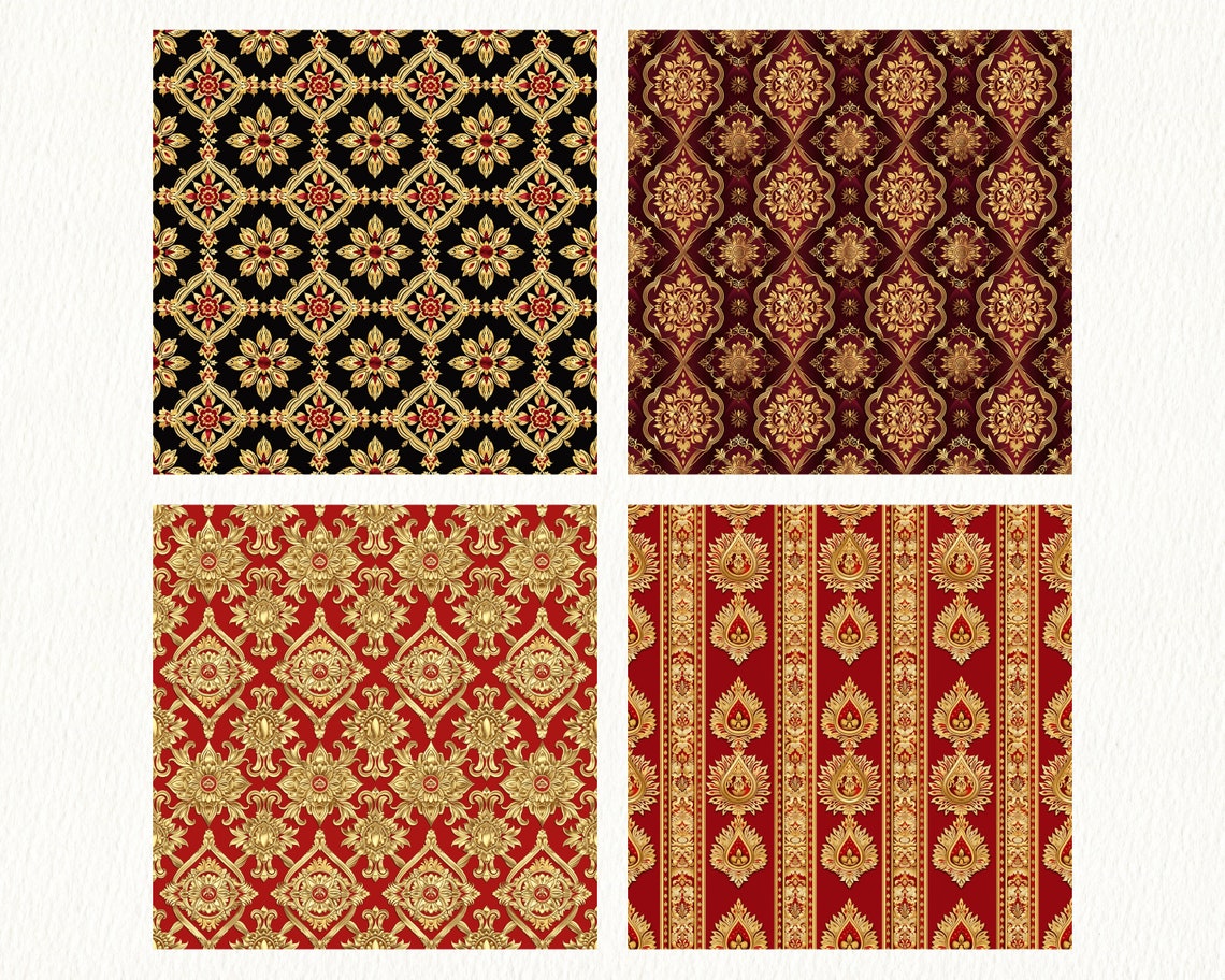 Traditional Thailand Pattern Seamless Digital Papers - Printable ...