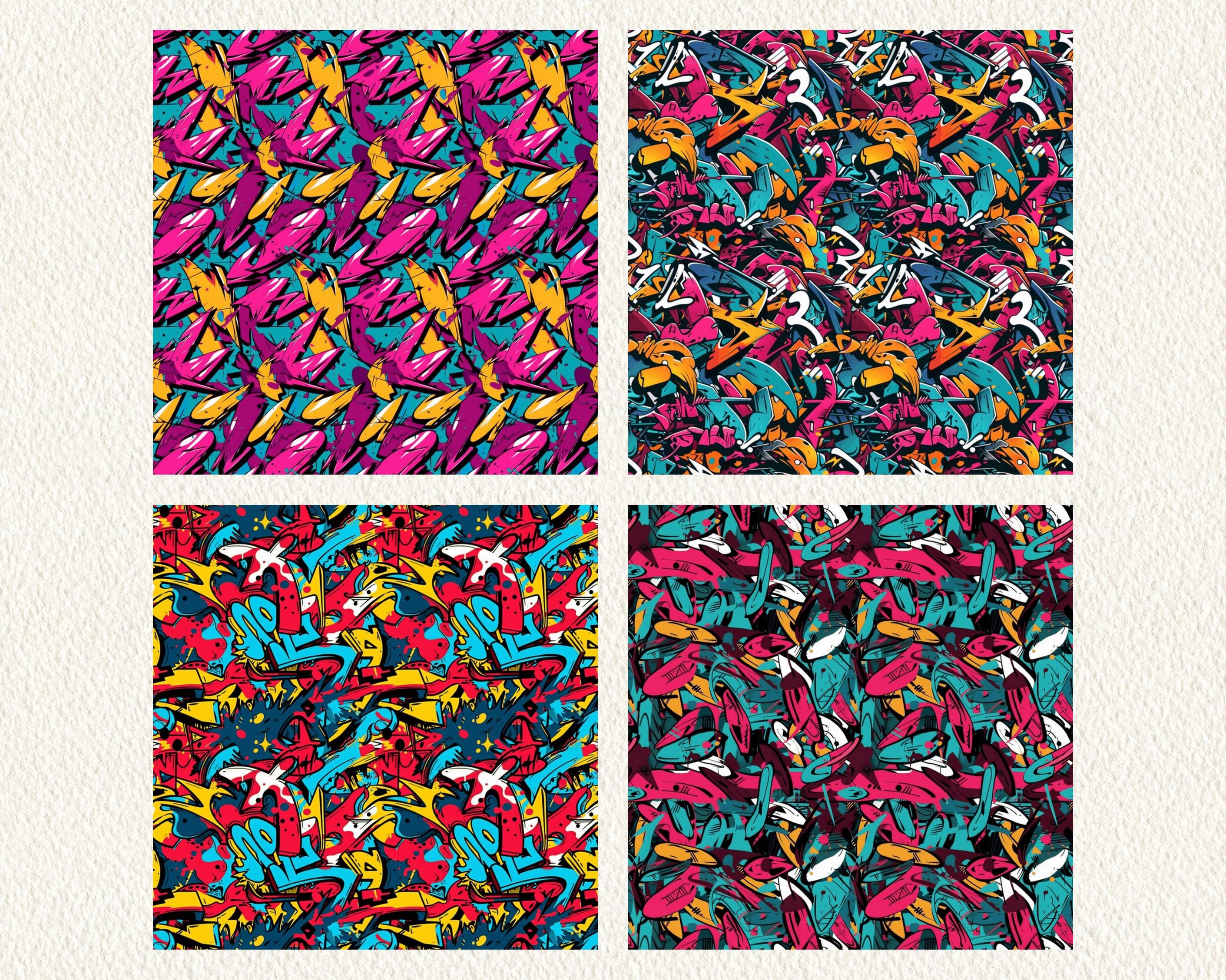 Graffiti Funk Pop Pattern Seamless Digital Papers - Printable Scrapbook ...