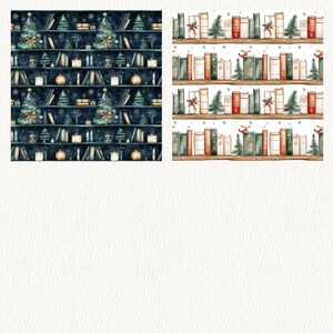 Christmas Bookshelf Pattern Seamless Digital Papers - Printable ...