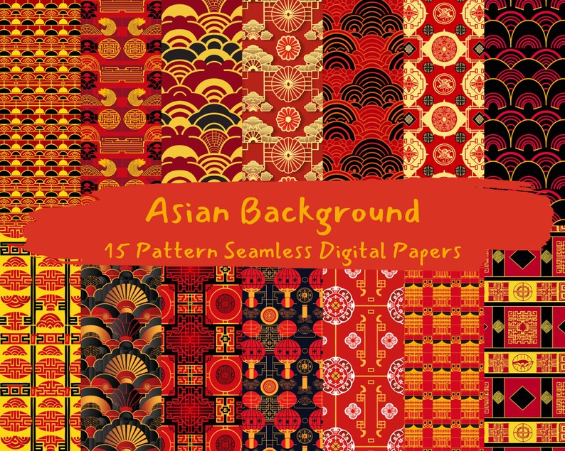 Asian Background Pattern Seamless Digital Papers - Printable Scrapbook ...
