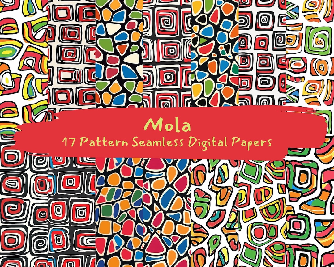Mola Pattern Seamless Digital Papers - Printable Scrapbook Paper Png ...