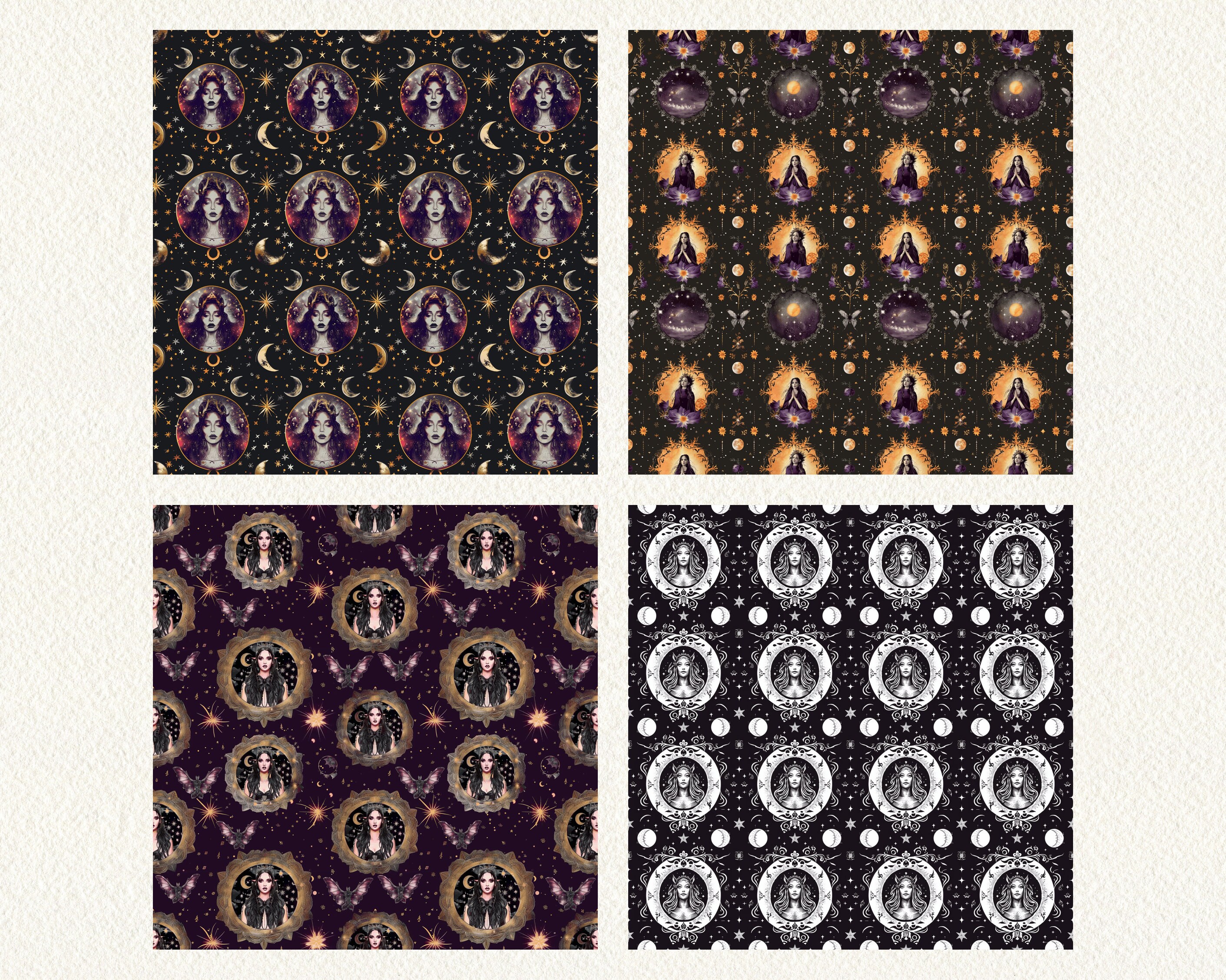 Hecate's Mystique Pattern Seamless Digital Papers - Printable Scrapbook Paper Instant Download ...