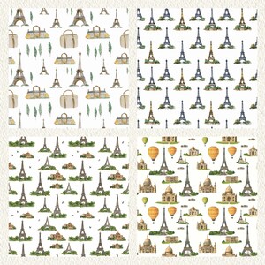 Paris Travel Book Pattern Seamless Digital Papers - Printable Scrapbook ...
