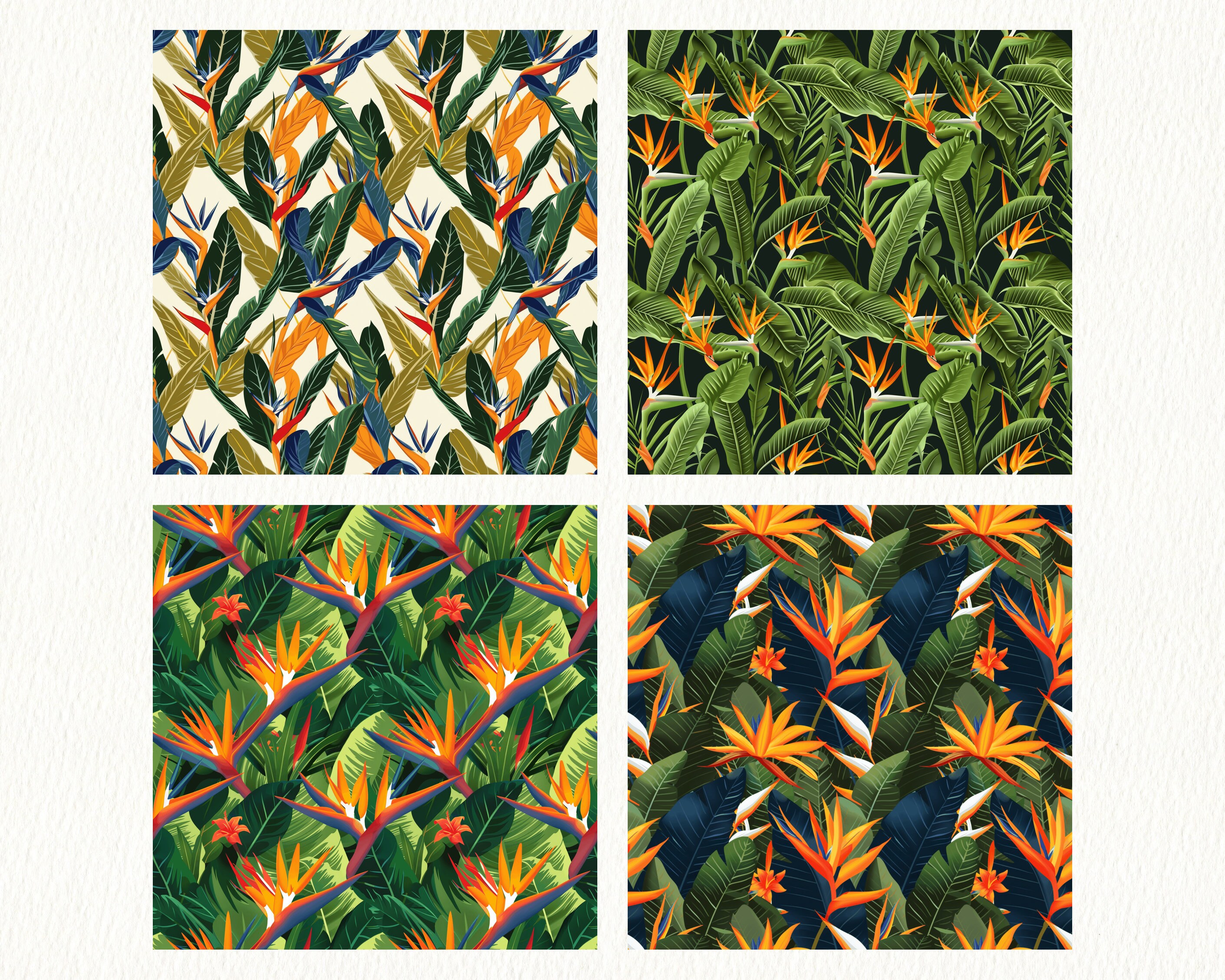 Strelitzia Pattern Seamless Digital Papers - Printable Scrapbook Paper ...