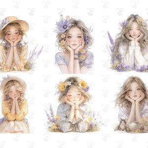 Watercolor Spring Girl Printable Clipart, Png Format, Transparent ...