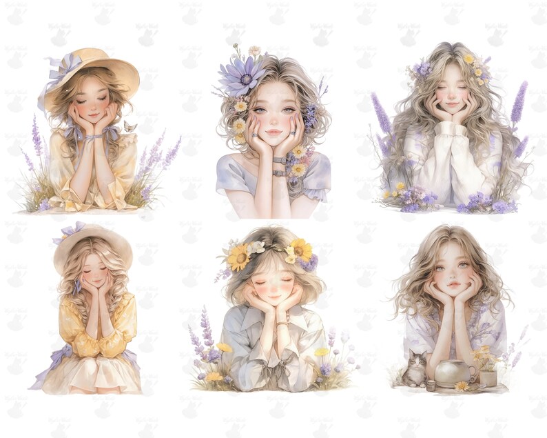 Watercolor Spring Girl Printable Clipart, Png Format, Transparent ...