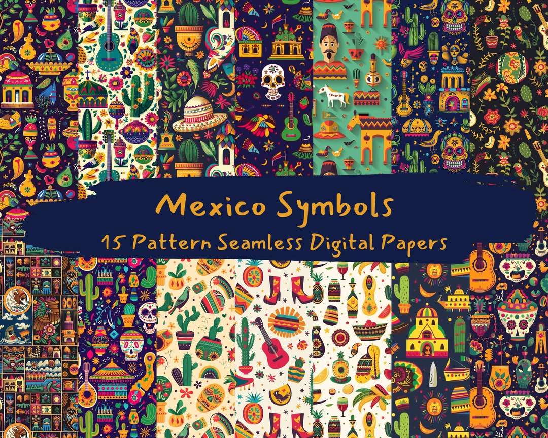 Mexico Symbols Pattern Seamless Digital Papers - Printable Scrapbook ...