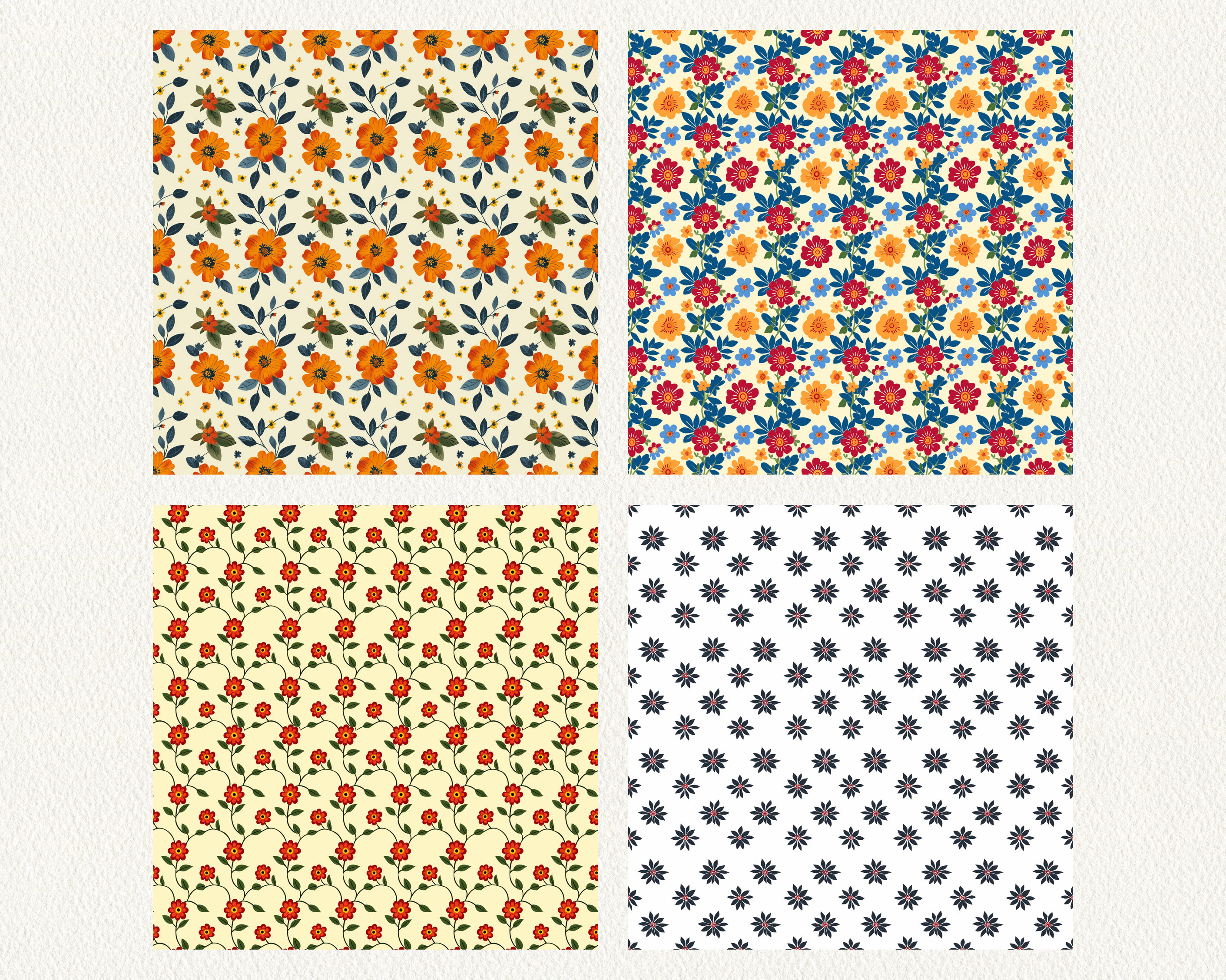 Stylized Small Flower Pattern Seamless Digital Papers Printable ...